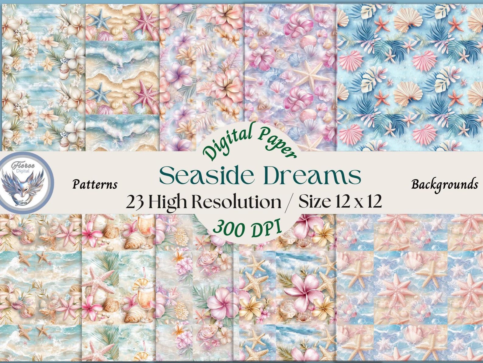 Seaside Digital Paper Pack: Beach & Coastal Patterns (PDF) - Etsy