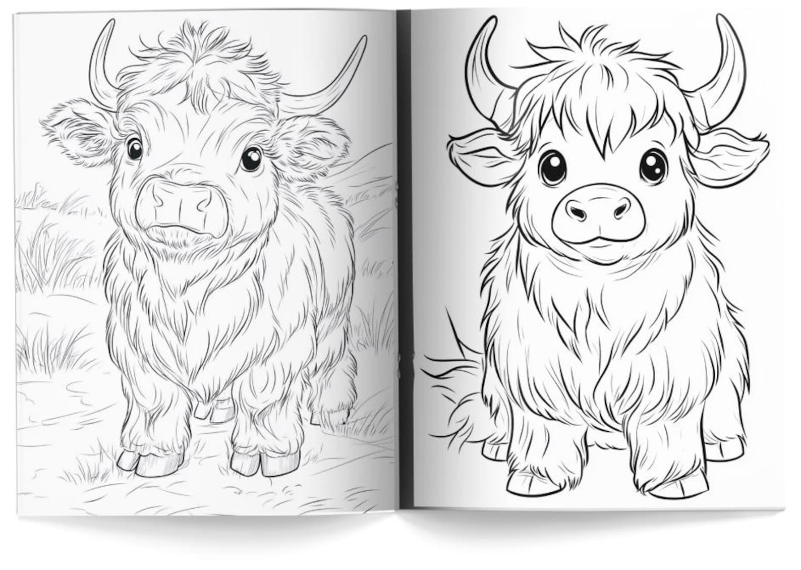 Highland Cow Coloring Book – Printable Pages for Relaxation and Fun ...
