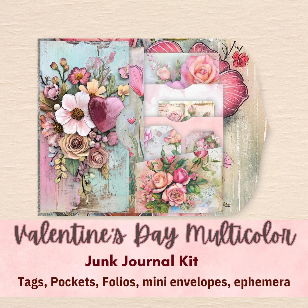 Valentine’s Day Junk Journal Elements Pack – Multicolor Edition - Etsy