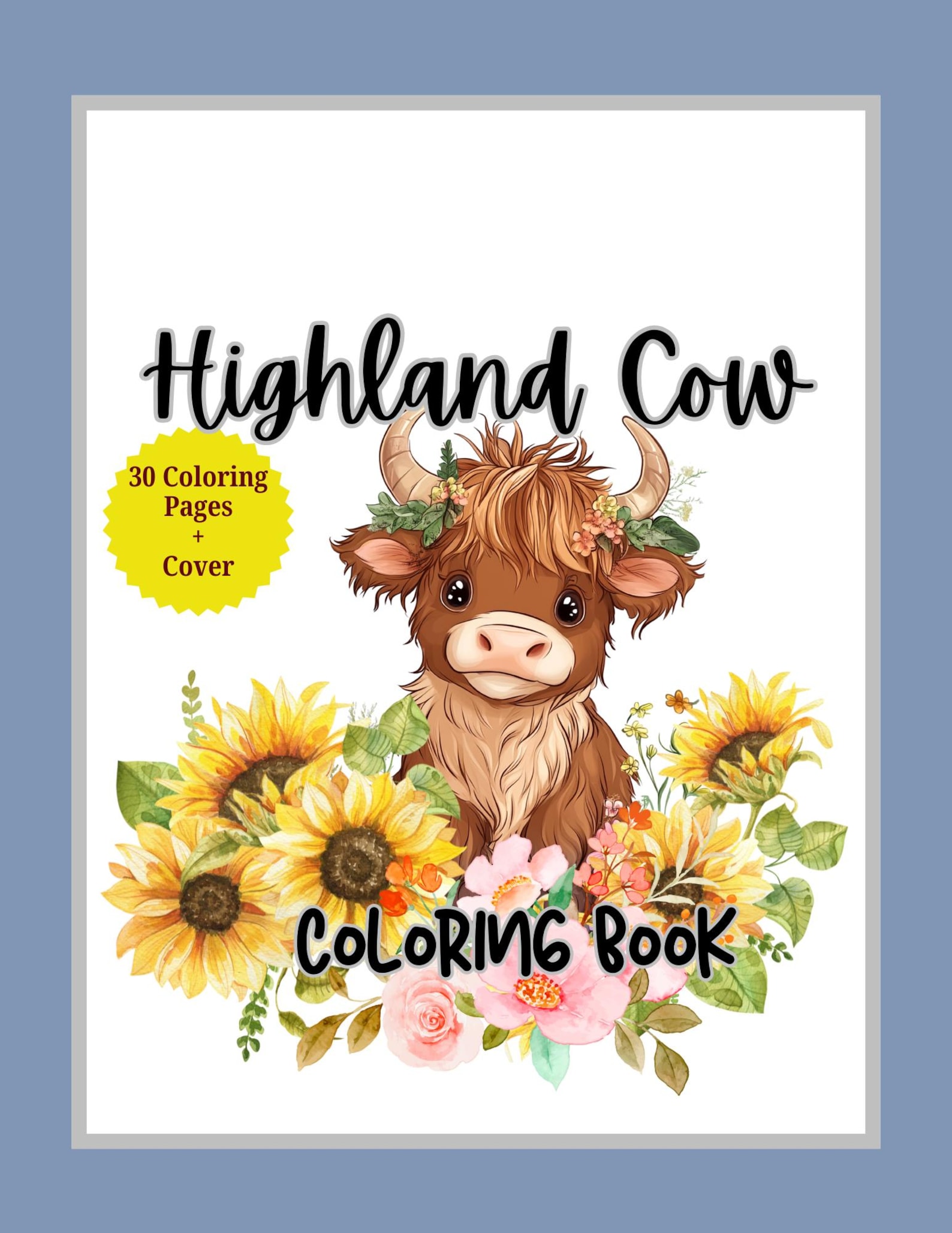 Highland Cow Coloring Book – Printable Pages for Relaxation and Fun ...