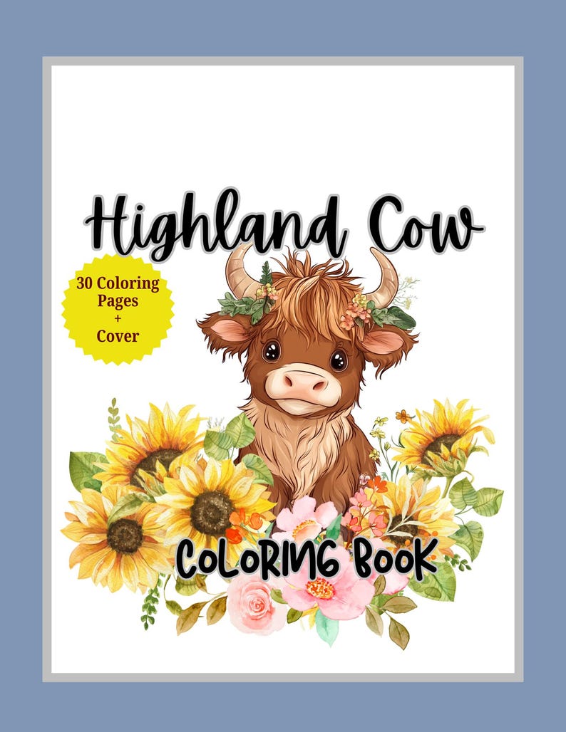 Highland Cow Coloring Book – Printable Pages for Relaxation and Fun ...