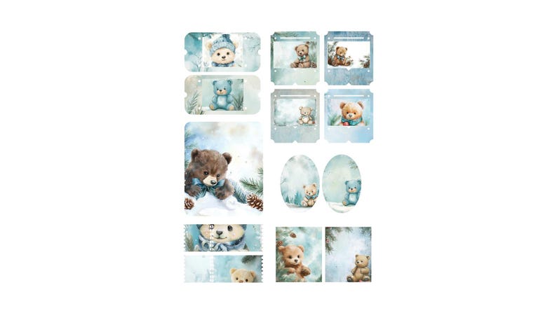Blue Bear Christmas Junk Journal Elements – Whimsical Ephemera and More ...