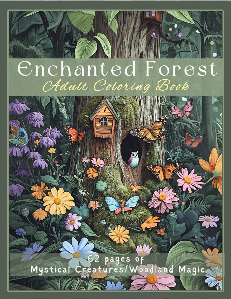 Enchanted Forest Adult Coloring Book – 62 Pages of Magical Creatures ...