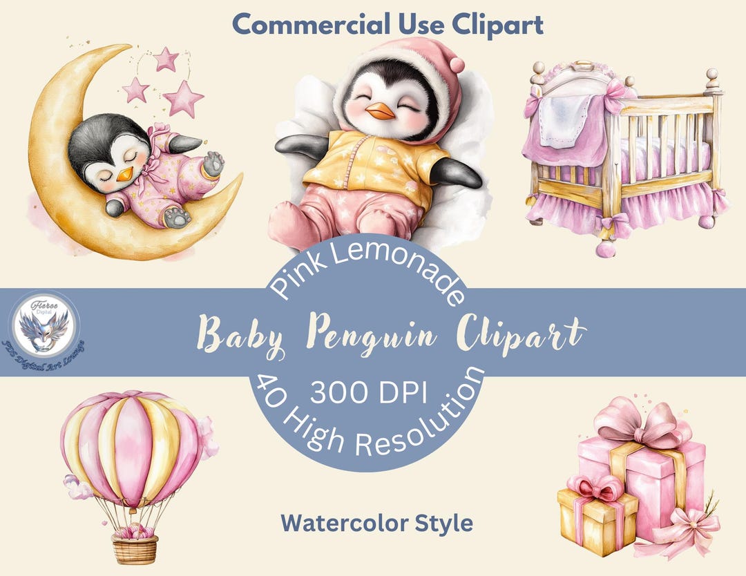 Pink Lemonade 40-pack Baby Penguin Clipart – Cute & Aesthetic Pngs - Etsy