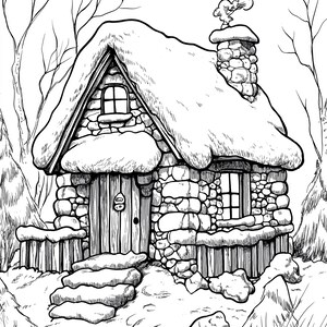 Christmas Cottage Coloring Book: 30 Cozy Winter Scenes (digital ...