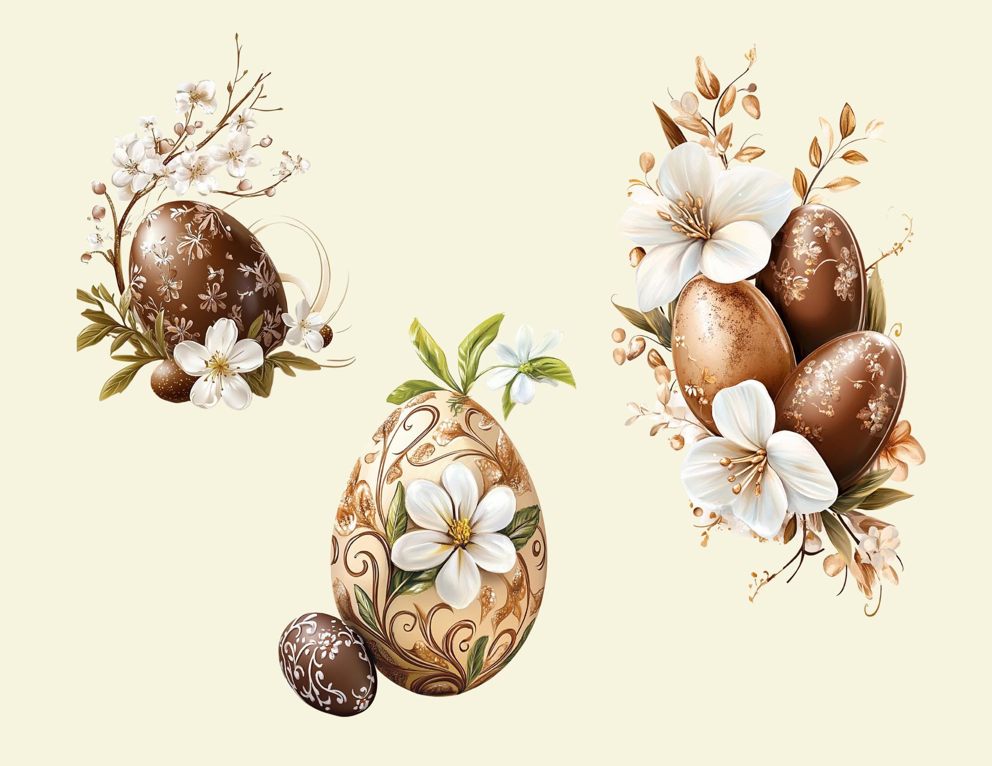Ornate Chocolate Easter Eggs Clipart - Digital Download - Etsy