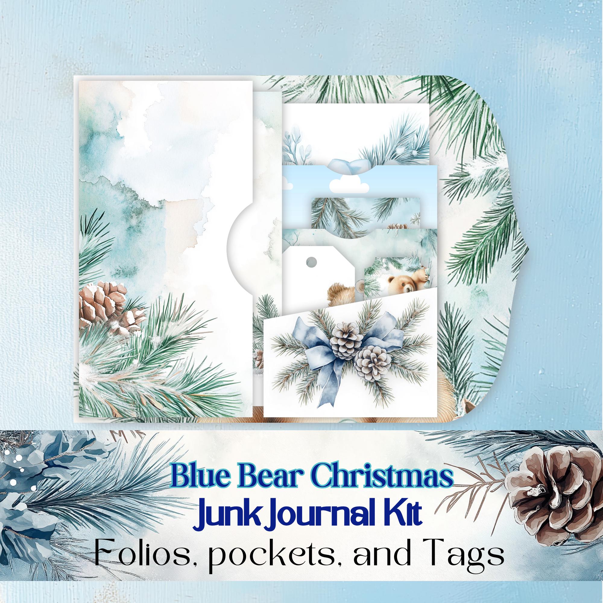 Blue Bear Christmas Junk Journal Elements – Whimsical Ephemera and More ...