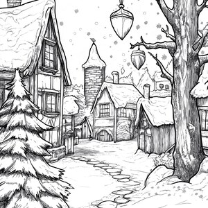 Christmas Cottage Coloring Book: 30 Cozy Winter Scenes (digital ...