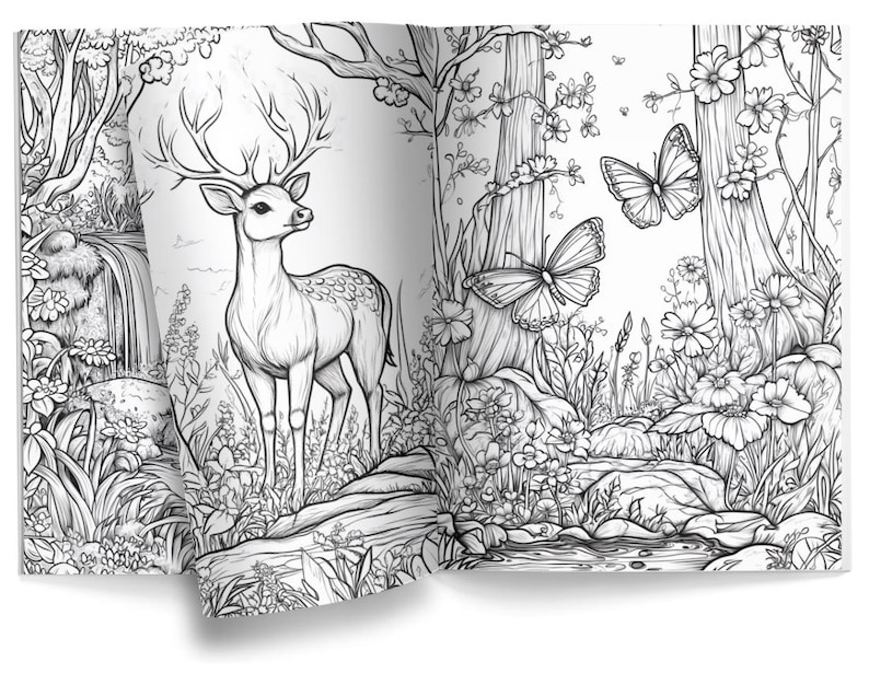 Enchanted Forest Adult Coloring Book – 62 Pages of Magical Creatures ...