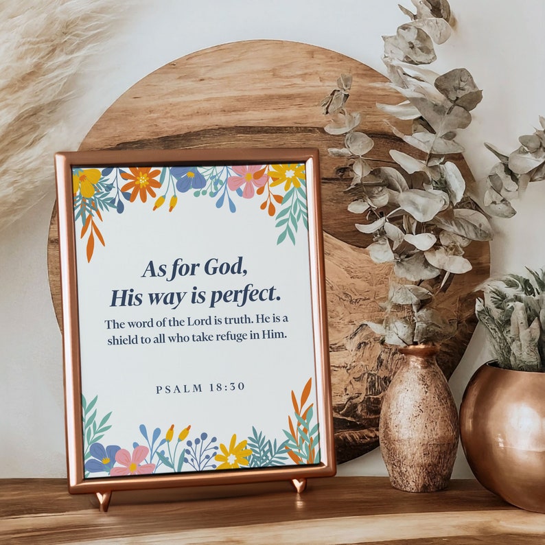 Psalm 18:30 Digital Art. Inspirational Christian Bible Verse. Instant ...