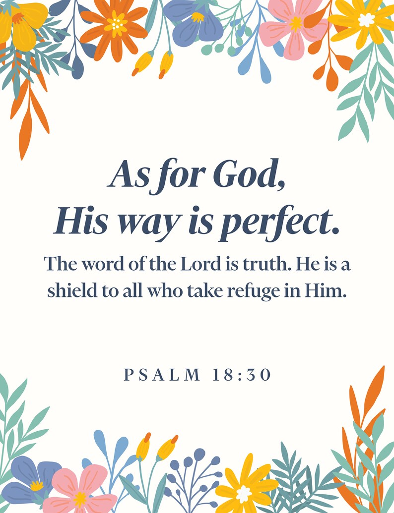 Psalm 18:30 Digital Art. Inspirational Christian Bible Verse. Instant ...