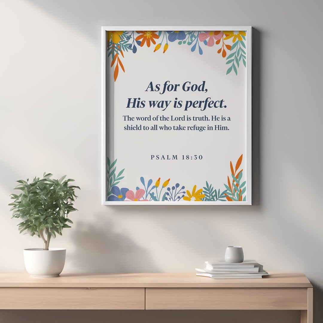 Psalm 18:30 Digital Art. Inspirational Christian Bible Verse. Instant ...