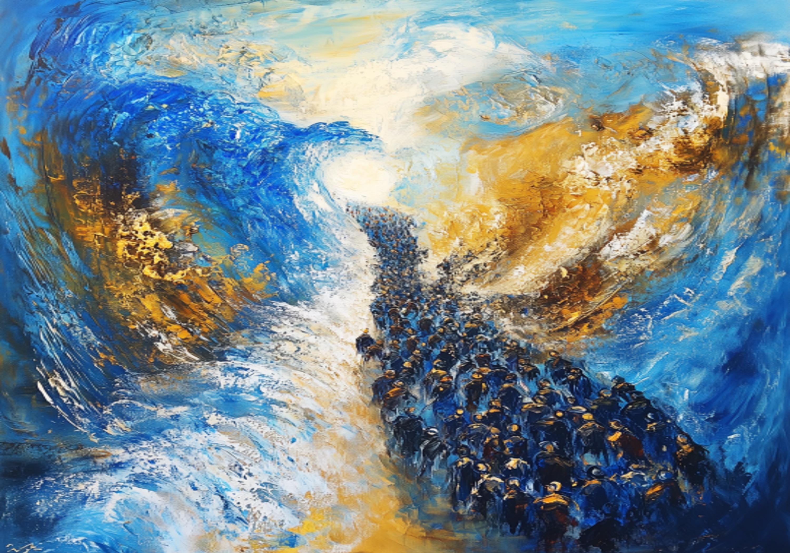 Splitting of the Red Sea (kriyas Yam Suf) Acrylic Judaica Wall Art ...