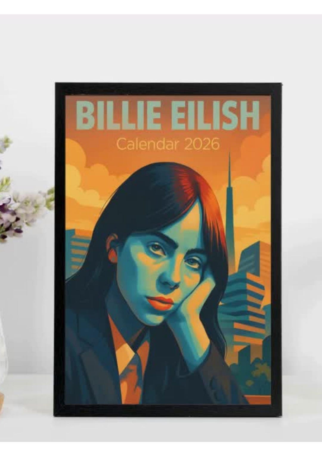 Billie Eilish Aesthetic Pop Art Portrait Poster – Retro Surreal Wall ...