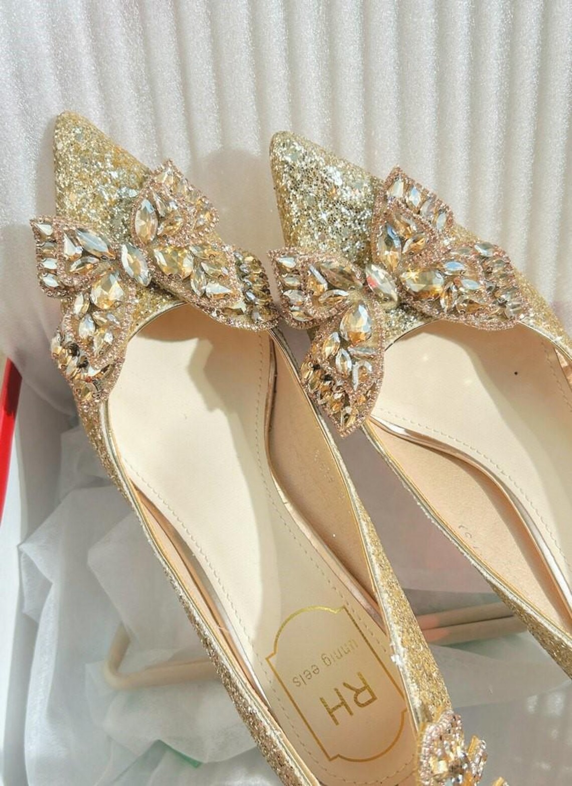 Wedding Shoes, Heeled Shoes, Gold Glitter Bridal Shoes - Etsy