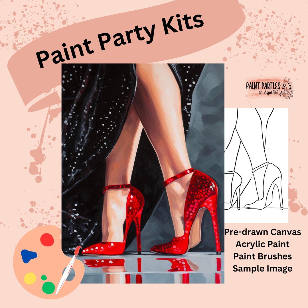 DIY Paint Party Kit: Red Heels Pre-drawn Canvas - Etsy