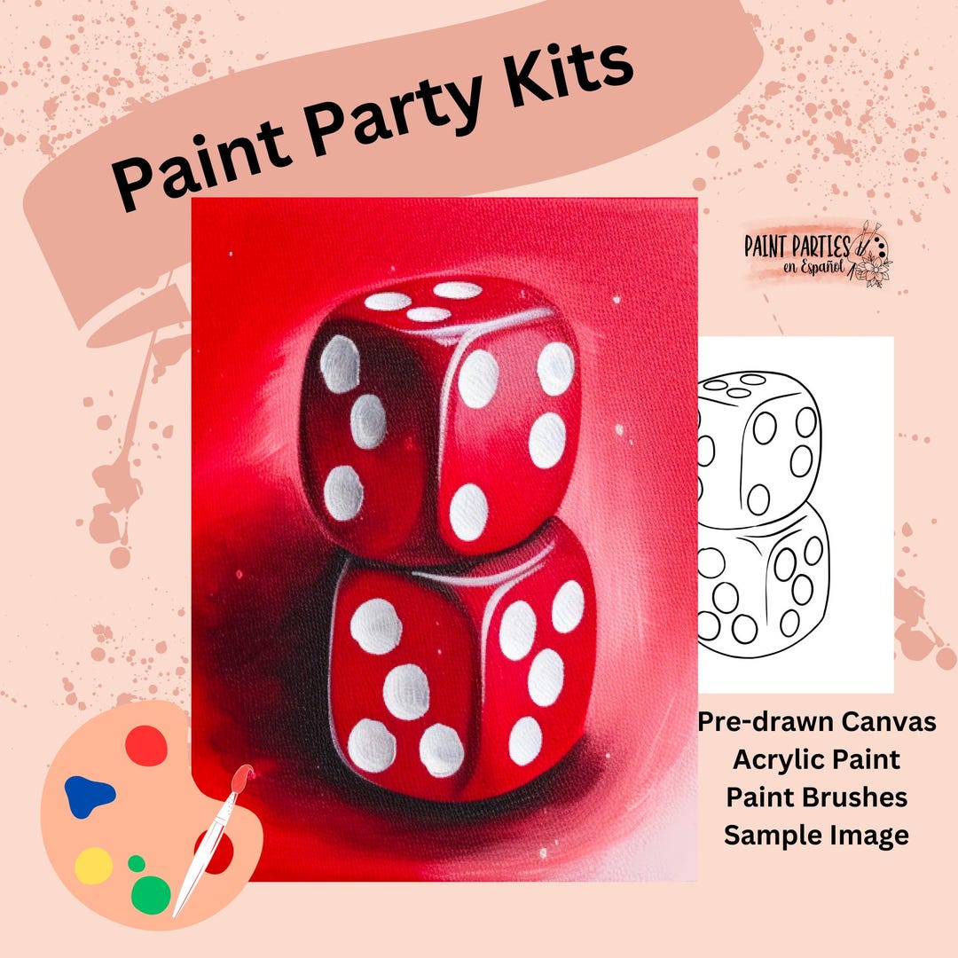 DIY Dice Paint Party Kit: Pre-drawn Canvas, Acrylic Paints - Etsy