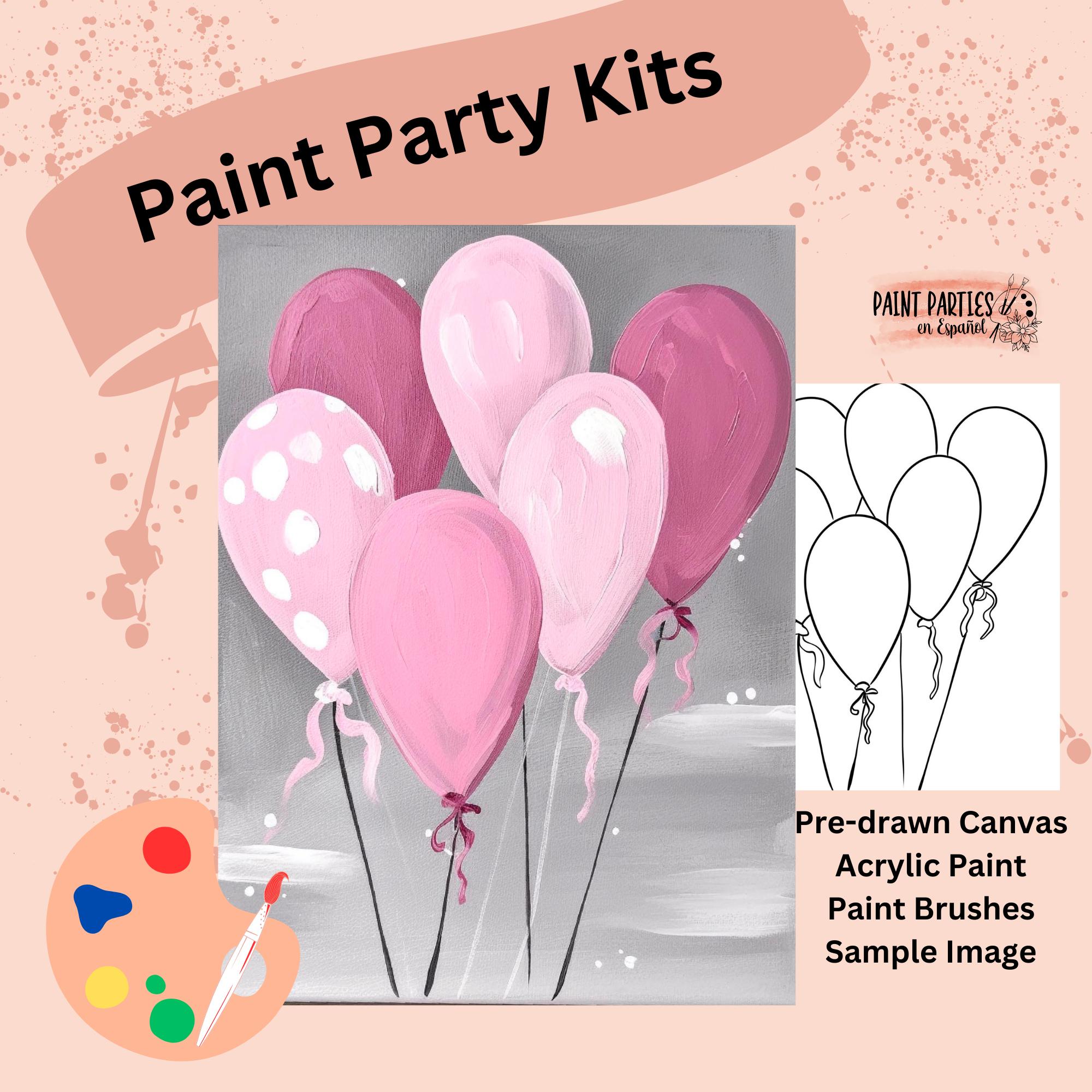 DIY Balloon Paint Party Kit: Pre-drawn Canvas, Acrylics & Brushes - Etsy