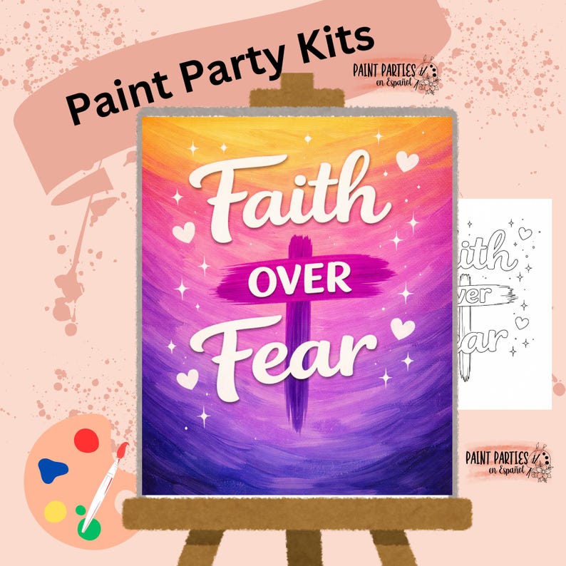 Christian Faith Painting DIY Paint Kit With Pre-drawn Canvas Praise and ...