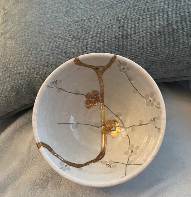 Kintsugi Bowl, Kintsugi White Berry Bowl, White Blossom Bowl, Kintsugi ...