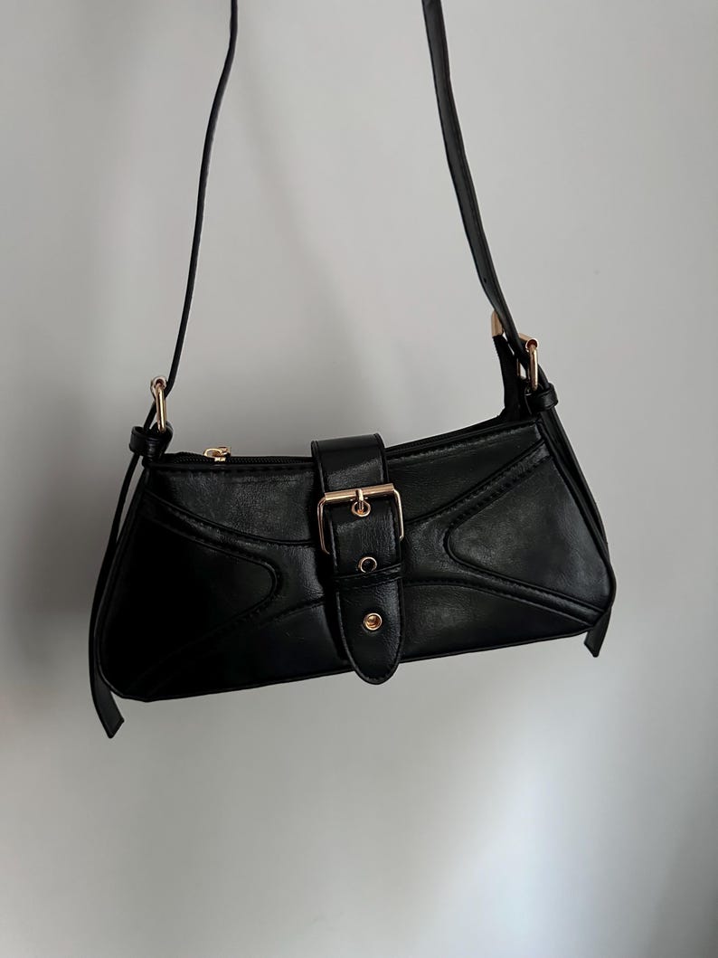 Burgundy Red Leather Buckle Bag - Etsy