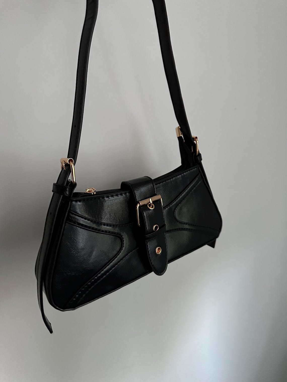 Burgundy Red Leather Buckle Bag - Etsy