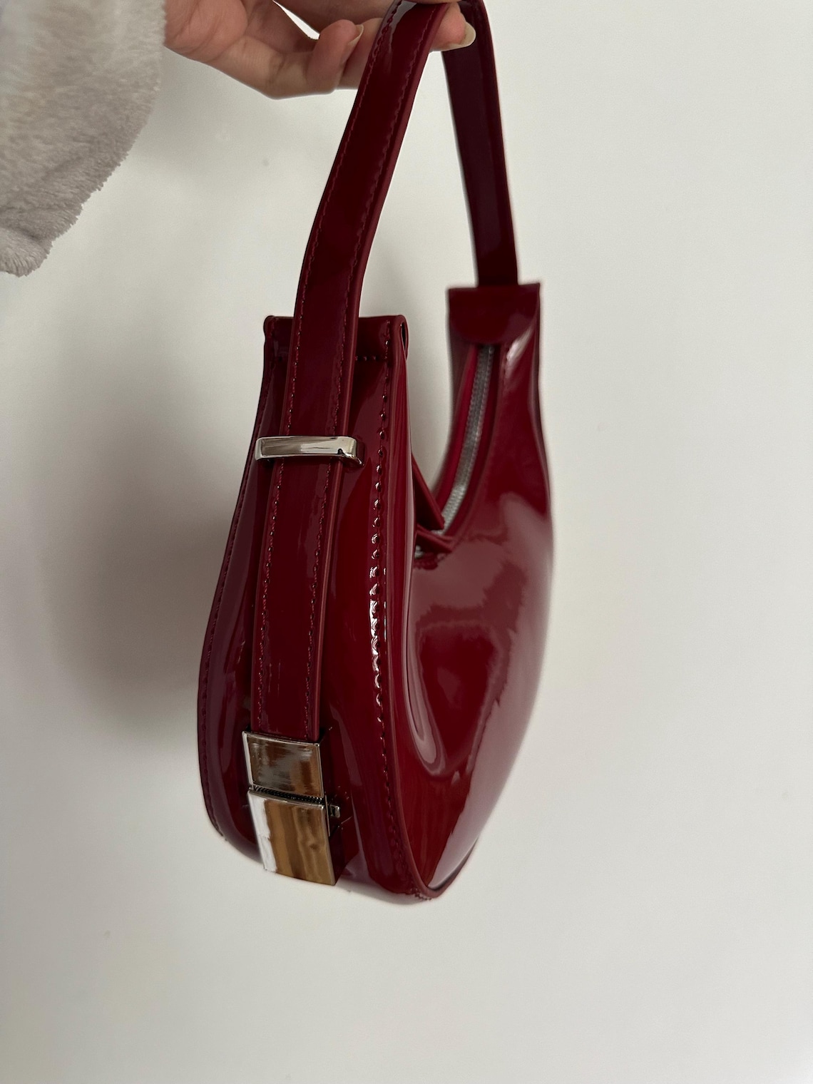Burgundy Leather Shoulder Bag - Etsy