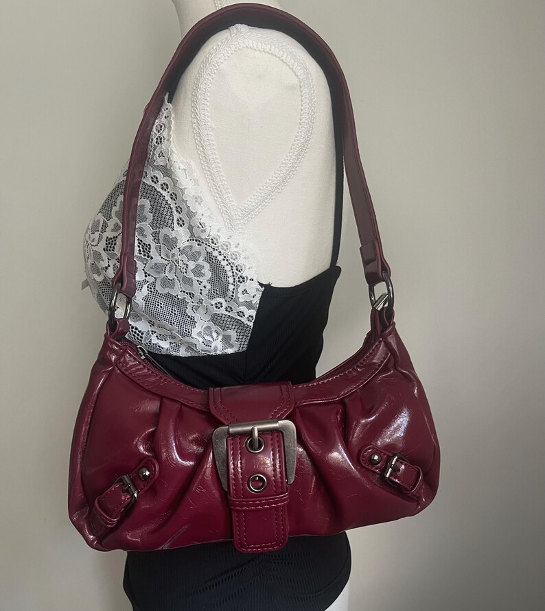 Burgundy Red Brown Black Leather Buckle Bag - Etsy