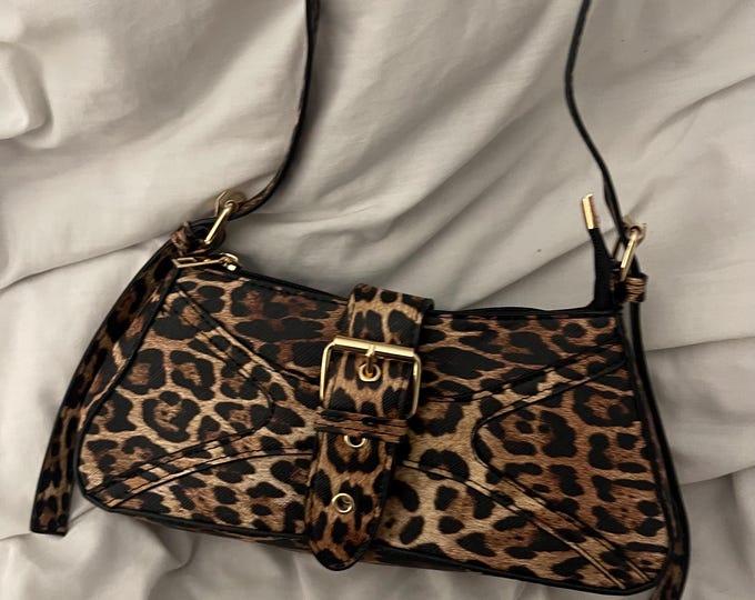 Leopard Print Leather Buckle Bag - Etsy