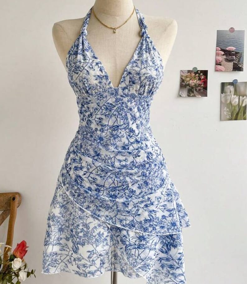 Blue Floral Sun Dress - Etsy