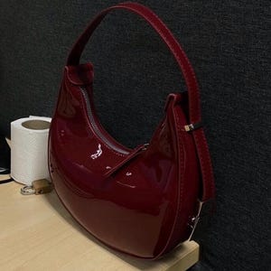 Burgundy Leather Shoulder Bag - Etsy