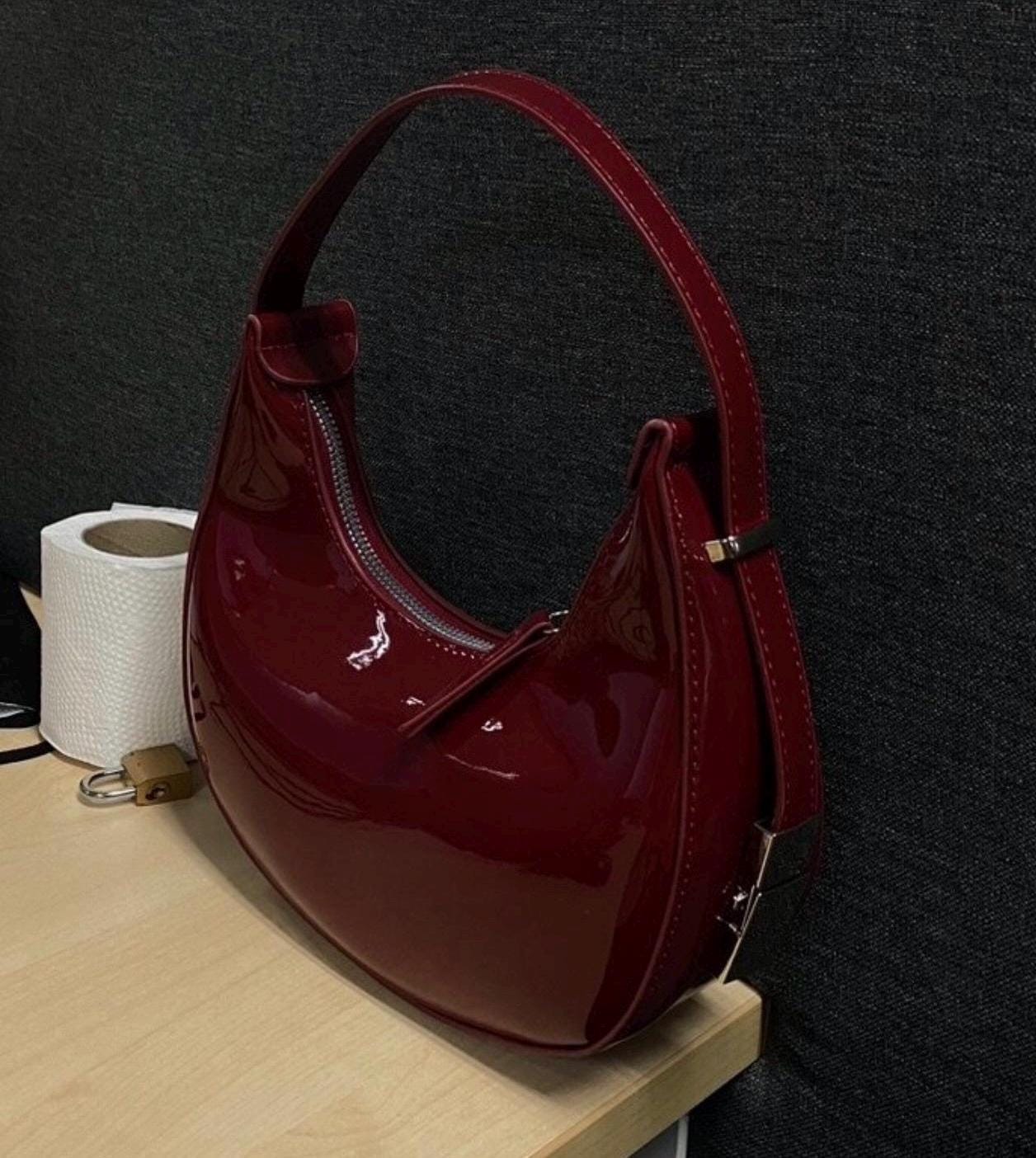 Burgundy Leather Shoulder Bag - Etsy