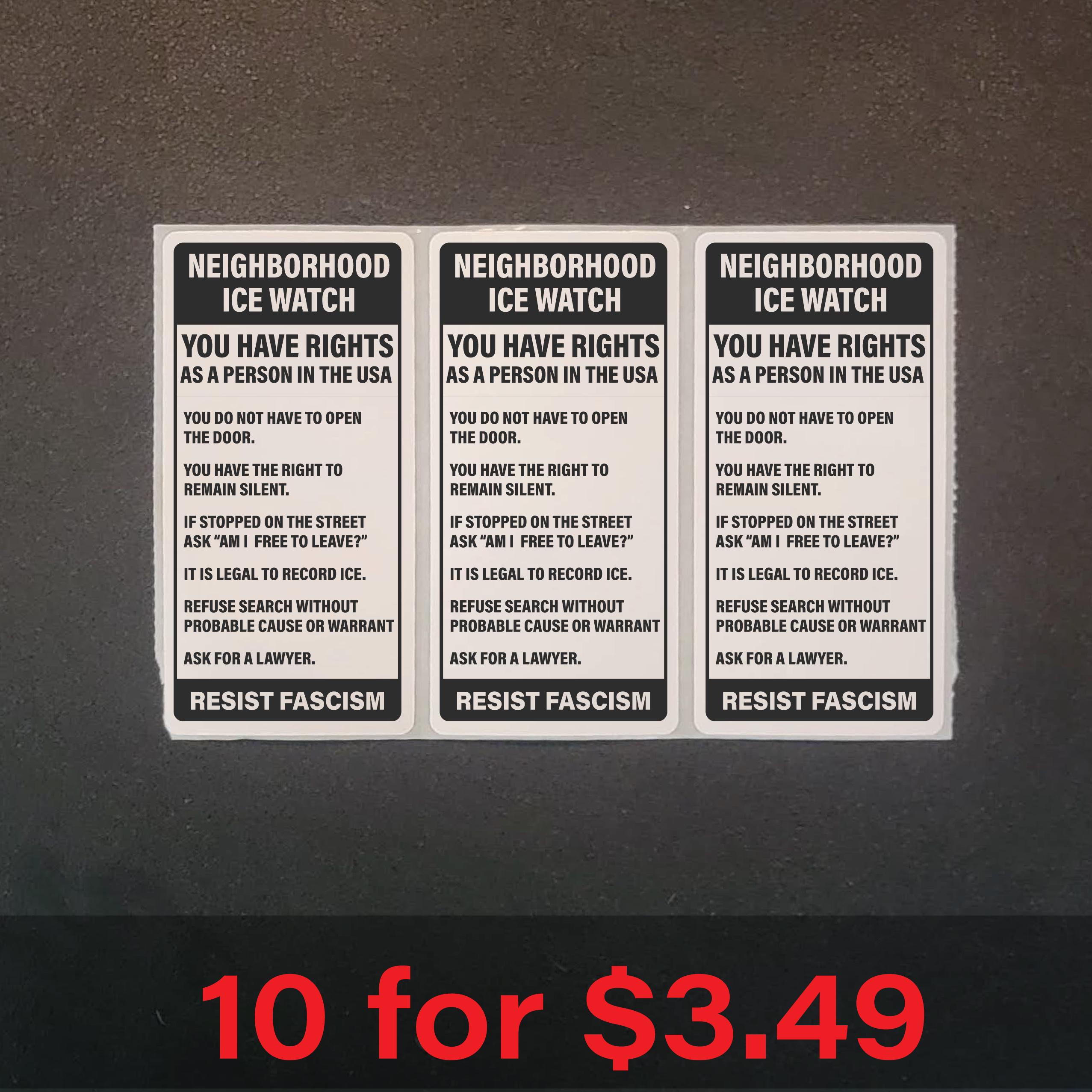 NEIGHBORHOOD ICE WATCH - Larger Size - Bulk Stickers 10 - 100 Pack - Etsy