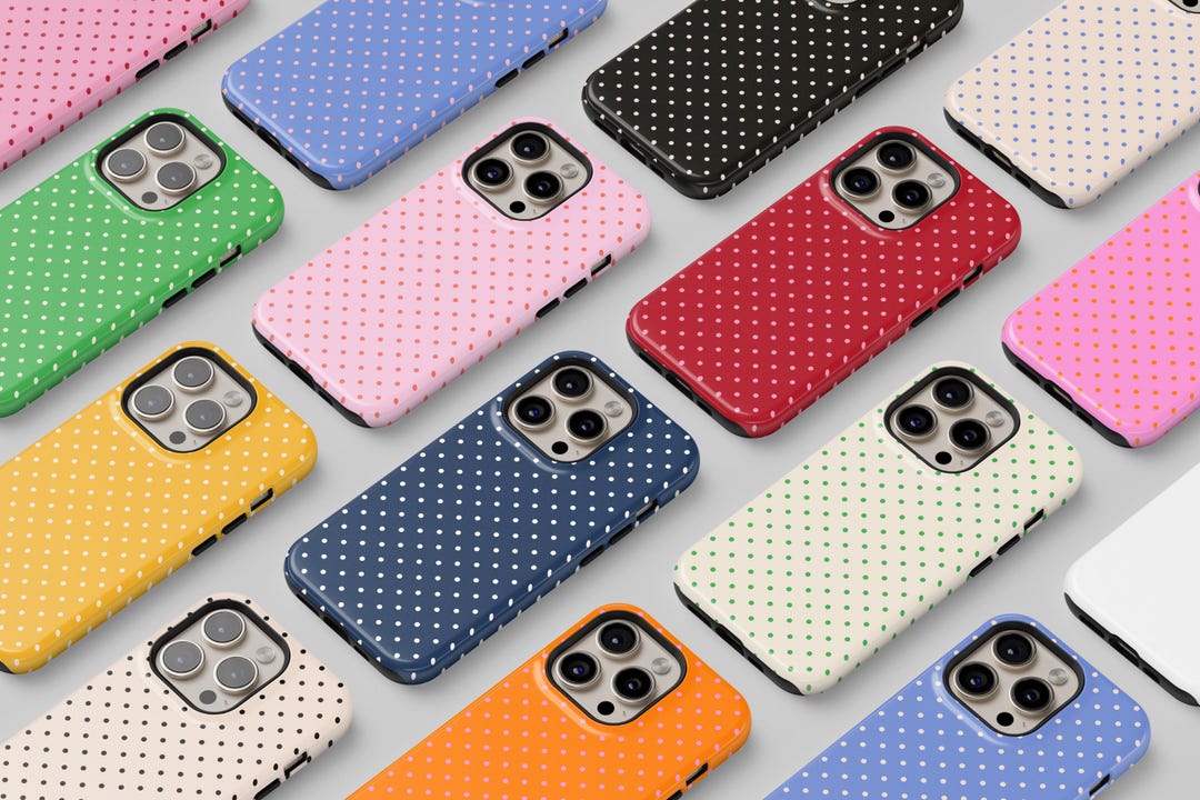 Custom Color Polka Dot Phone Case: Cute Spot Pattern Retro Aesthetic ...