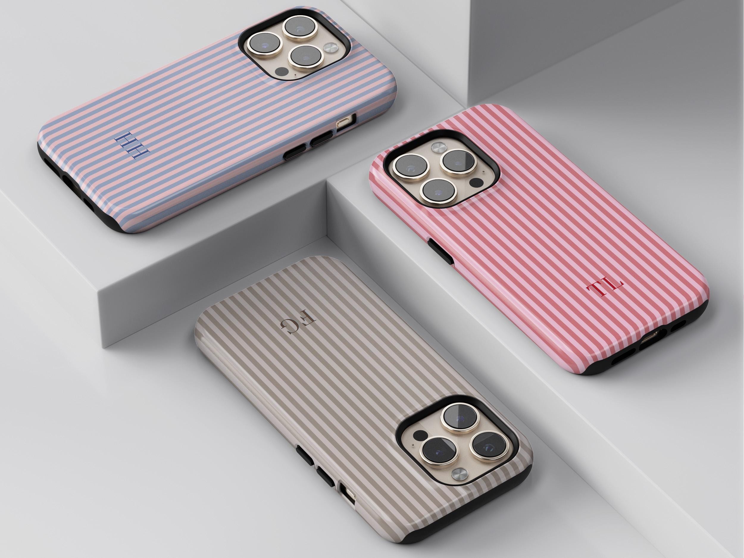 Personalized Neutral Stripes Phone Case Custom Monogram Cute Initials ...