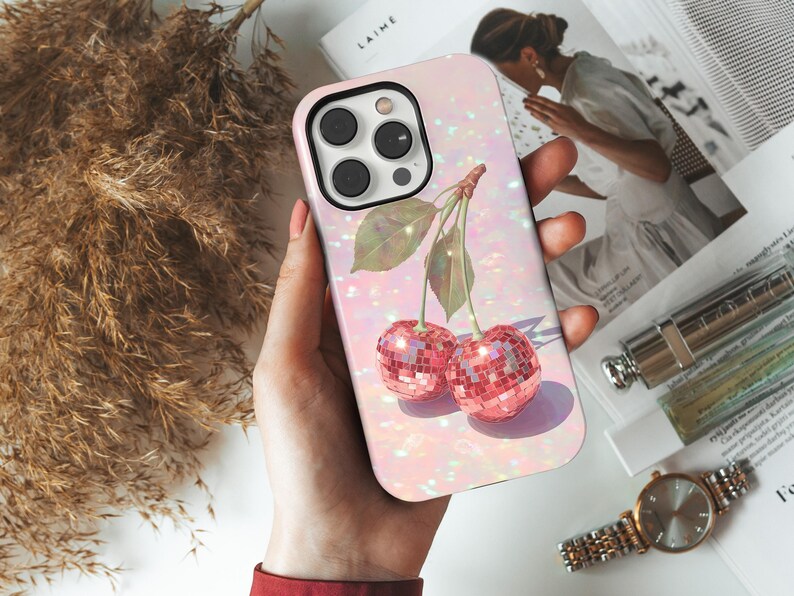 Cherry Disco Balls Phone Case, Party Girl Aesthetic, Sparkly Look Gift ...