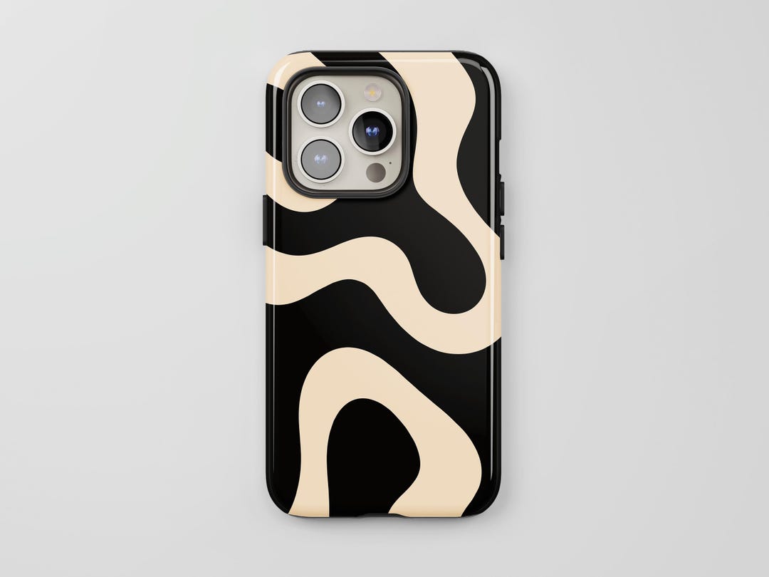 Black & Beige Swirl Phone Case Custom Color Wavy Absrtact Retro ...