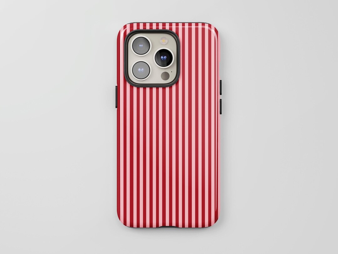 Pink & Red Striped Phone Case, Modern Minimalist, Vibrant Aesthetic ...