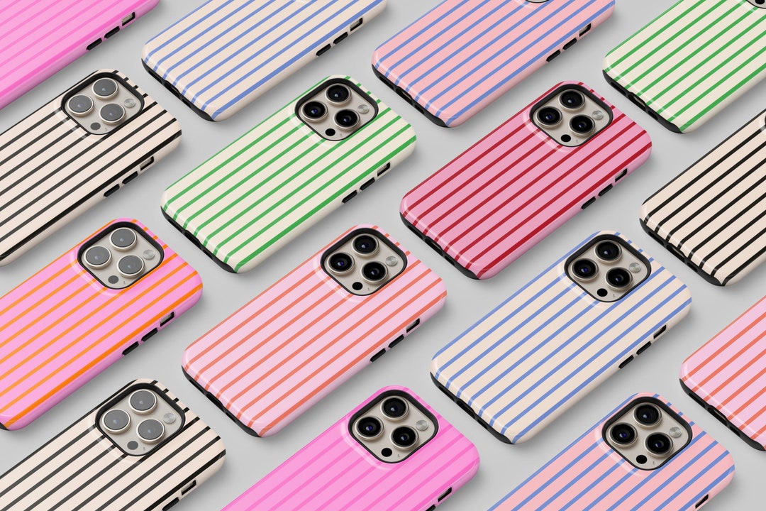 Custom Color Striped Phone Case: Retro Minimalist Aesthetic Lines for ...