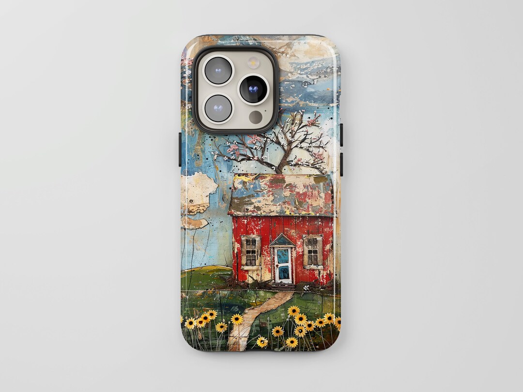 Cottagecore House Phone Case: Whimsical Mixed Media Art - Etsy