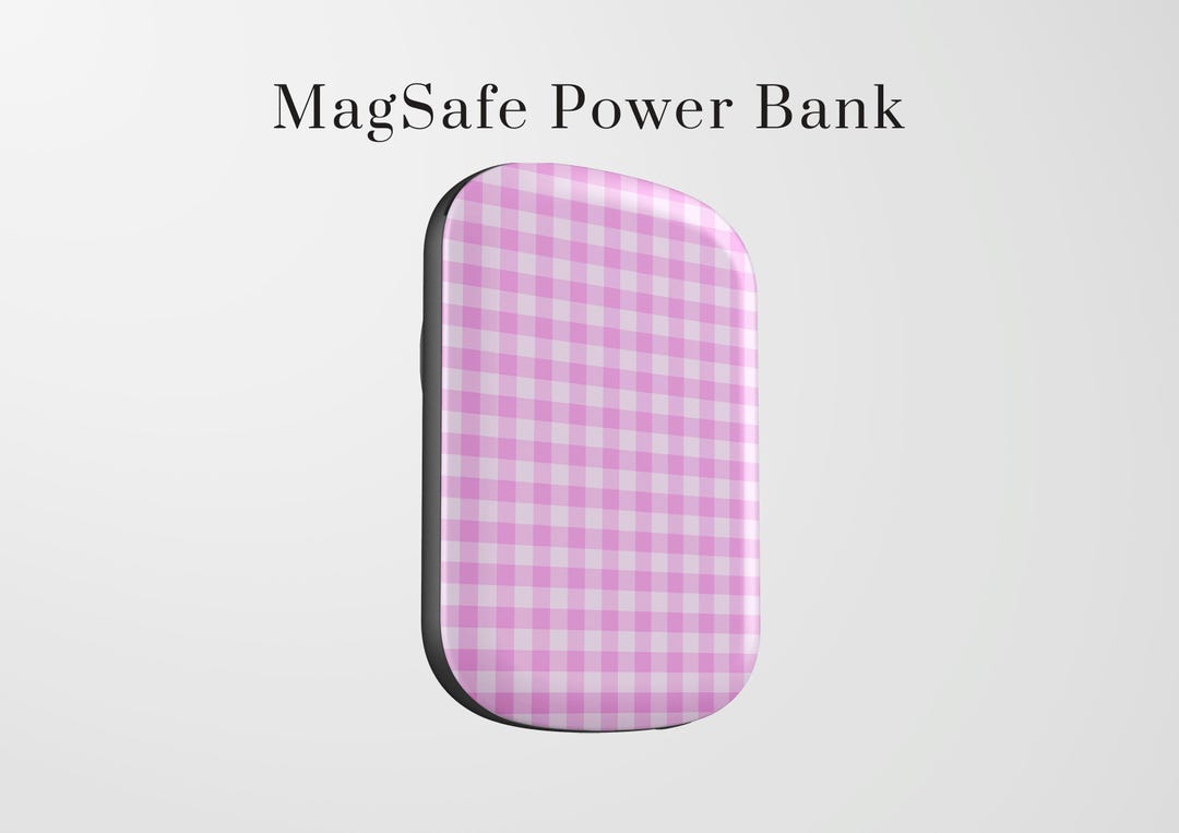Pink Gingham Magsafe Power Bank: Cute Girly Design, Trendy Aesthetic ...