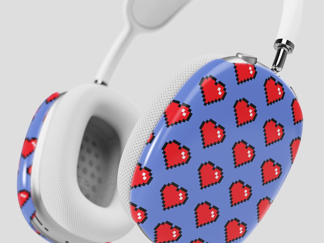 8-bit Hearts AirPod Max Case, Retro Gaming Pixel Art Headphone Cover ...