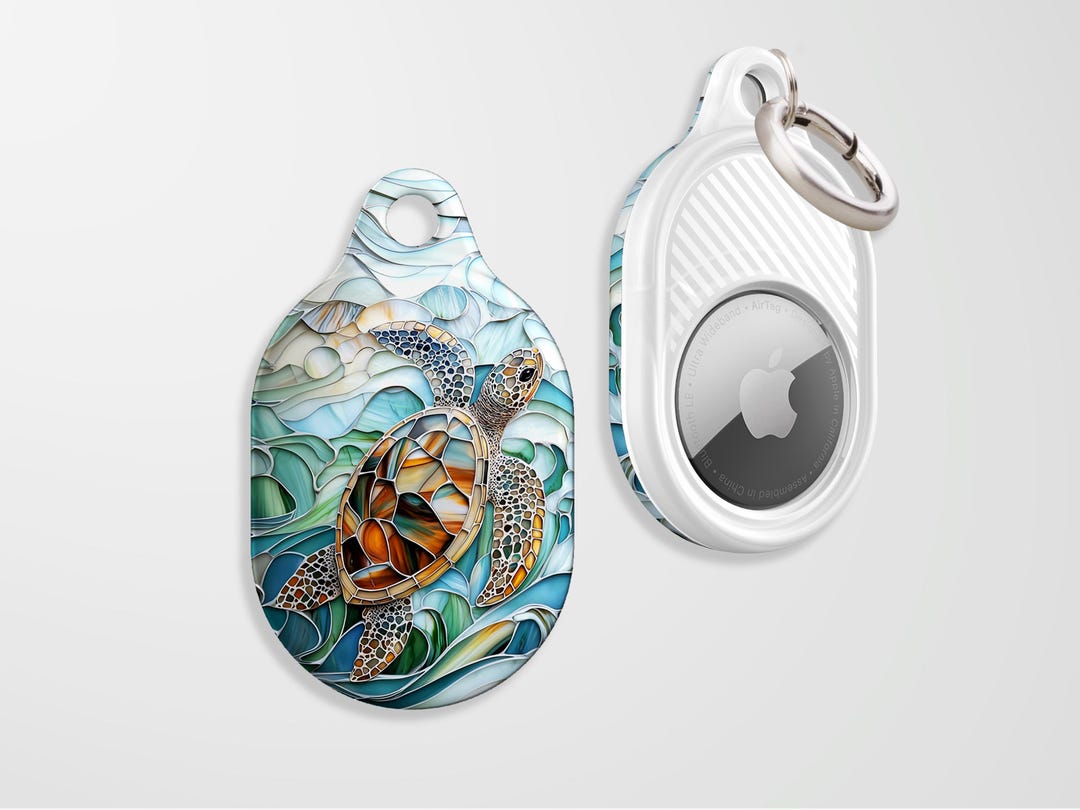 Stained Glass Turtle AirTag Case: Faux Mosaic Ocean Design - Etsy