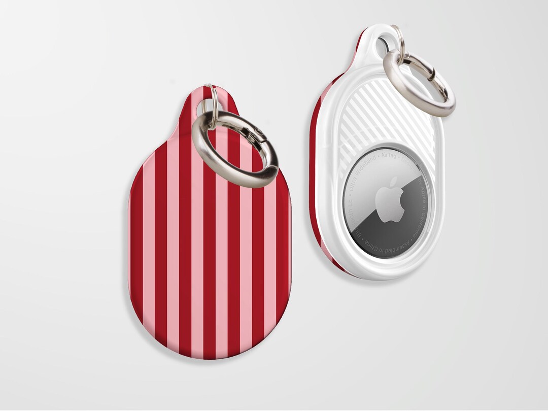 Bicolor Lines AirTag Case, Cute Red & Pink Design AirTag Cover, Retro ...