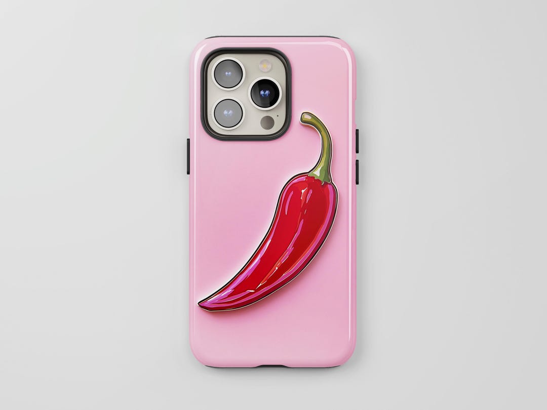 Spicy Aesthetic Phone Case , Pink & Red Chili Pepper, Food Lover Gift ...