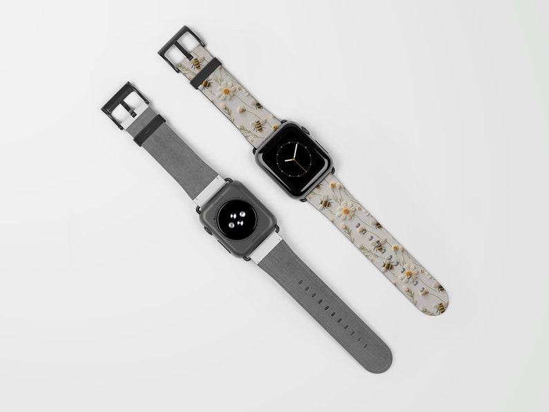 Floral Bumble Bee Apple Watch Band: Faux Embroidery Design - Etsy