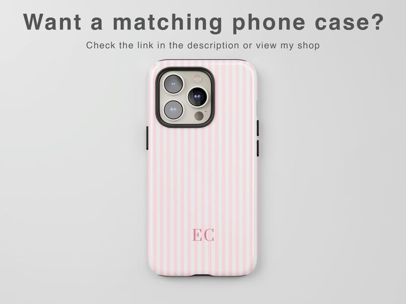 Pink Striped AirTag Case: Custom Monogram, Trendy Preppy Keyring - Etsy