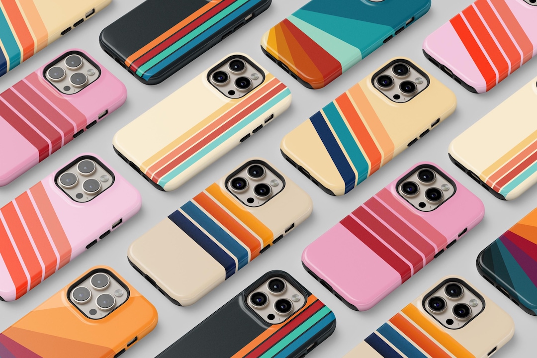 Retro Stripes Phone Case Vintage Aesthetic Cover for iPhone 17 16 Pro ...