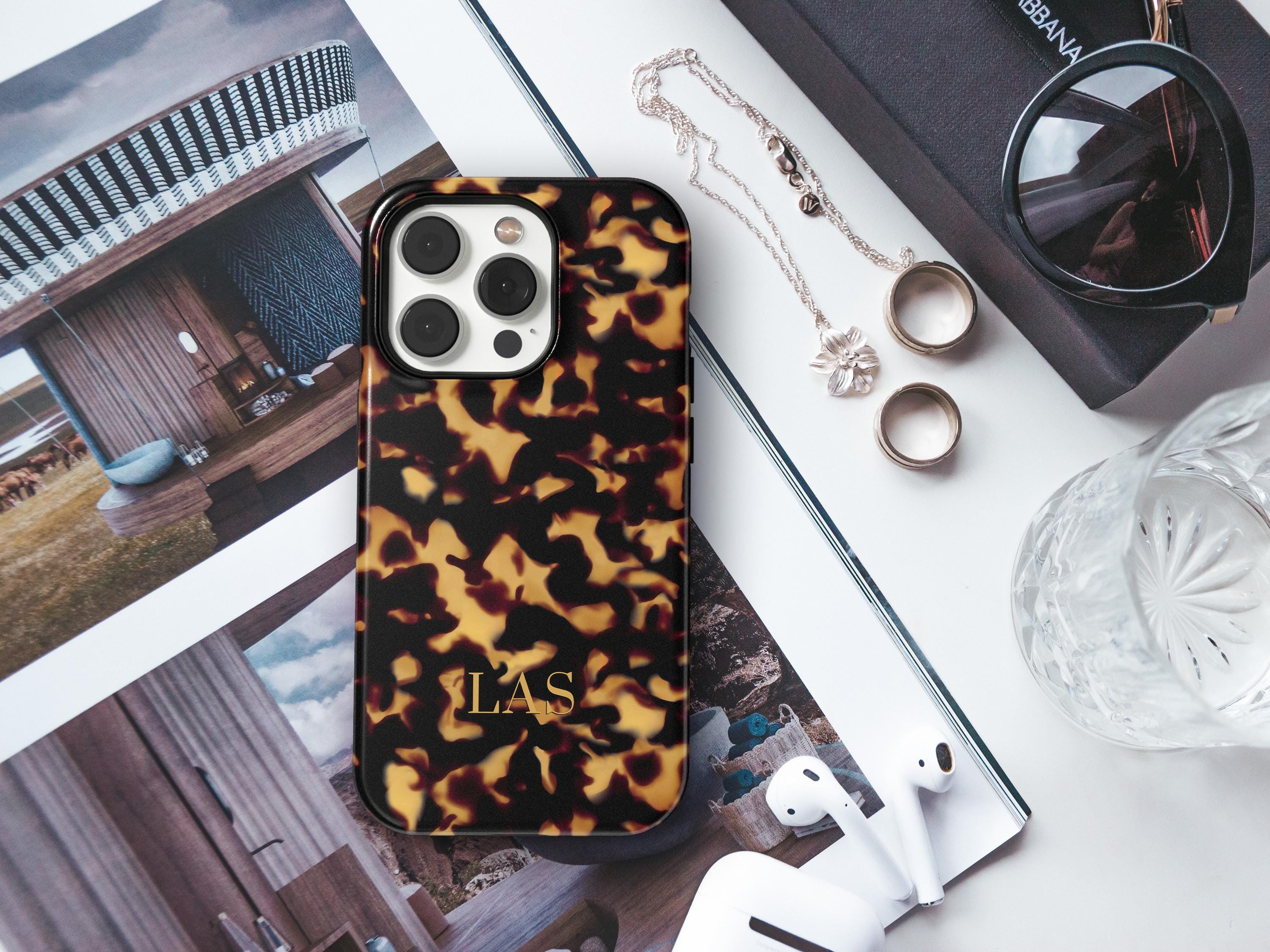 Tortoise Shell Phone Case Custom Initials Tortoiseshell iPhone 17 16 15 ...