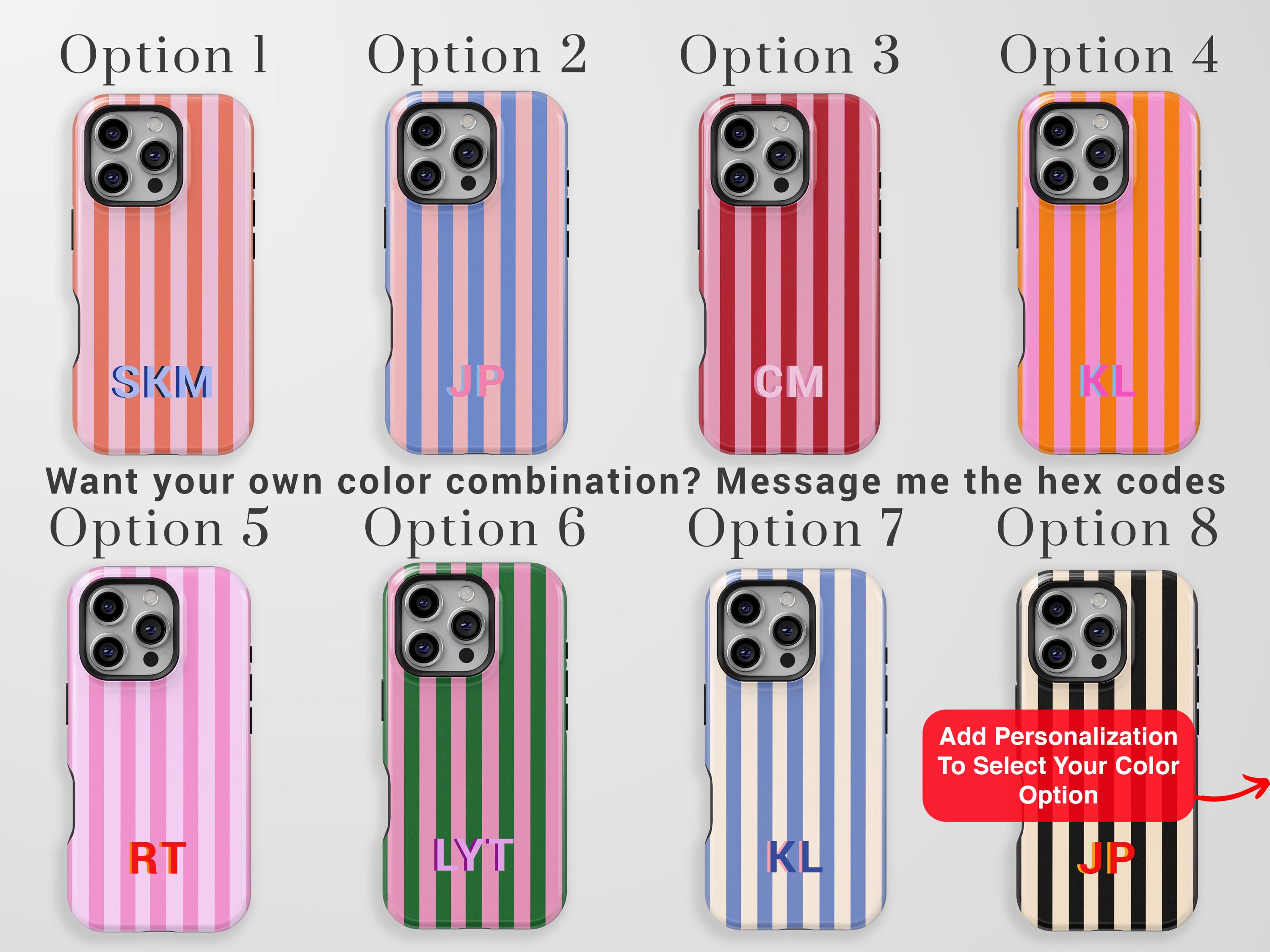 Custom Monogram Phone Case Personalized Stripes Aesthetic Shadow ...